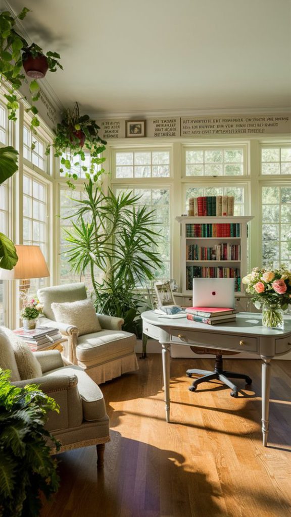 20 Elegant Sunroom Office Ideas To Make Relaxing | HomeMydesign