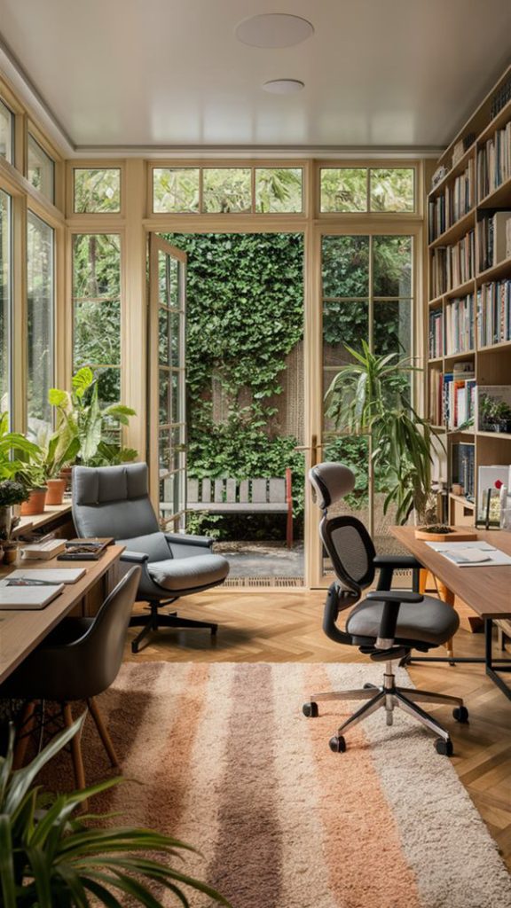 20 Elegant Sunroom Office Ideas To Make Relaxing | HomeMydesign
